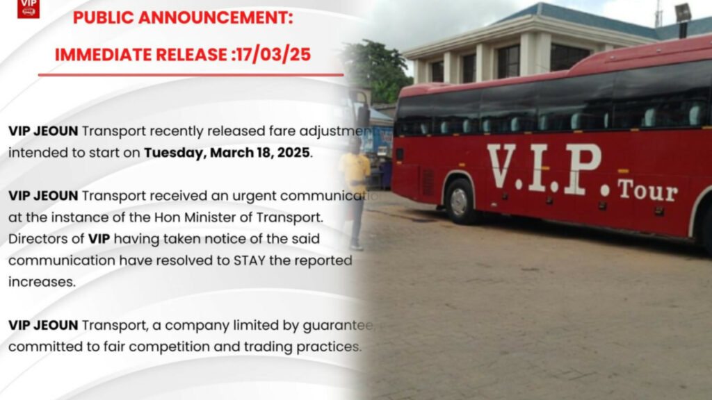VIP Jeoun Rescinds Transport Fare Hike - MYGHANAMEDIA.COM